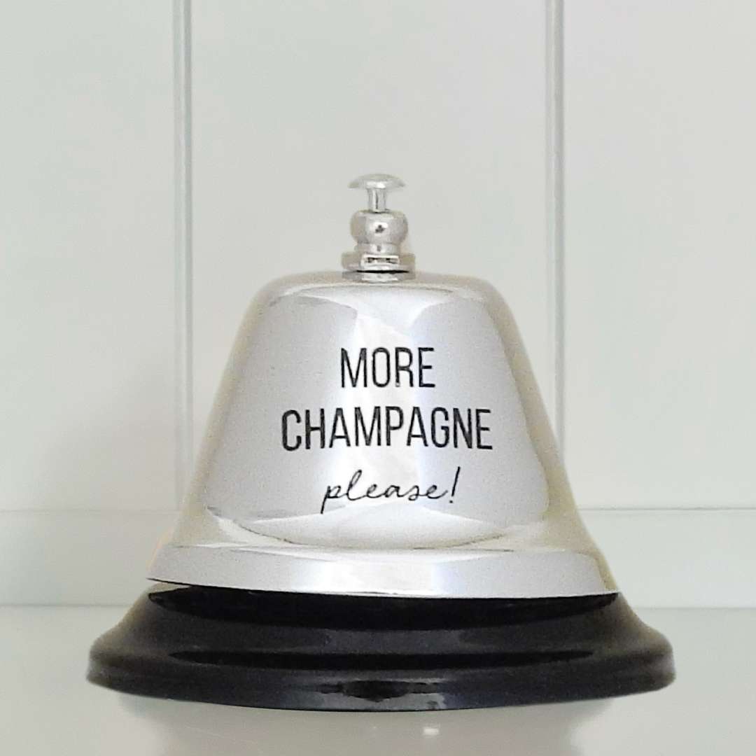 BUY 2 GET 1 FREE "More Champagne Please" Sparkling Silver Bar Bell – ChampagneCollective